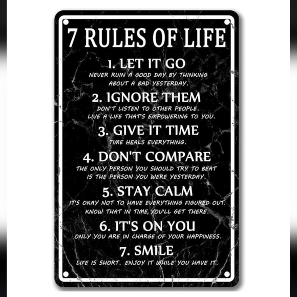 Accents | Rules Of Life Tin Sign | Poshmark